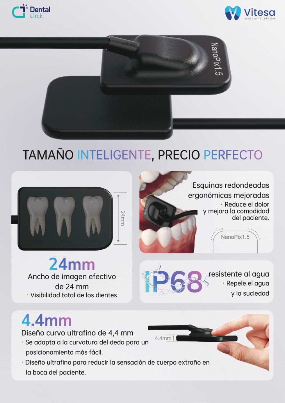 Nanopix 1.5 Sensor digital RVG marca Eighteeth - Dental Click